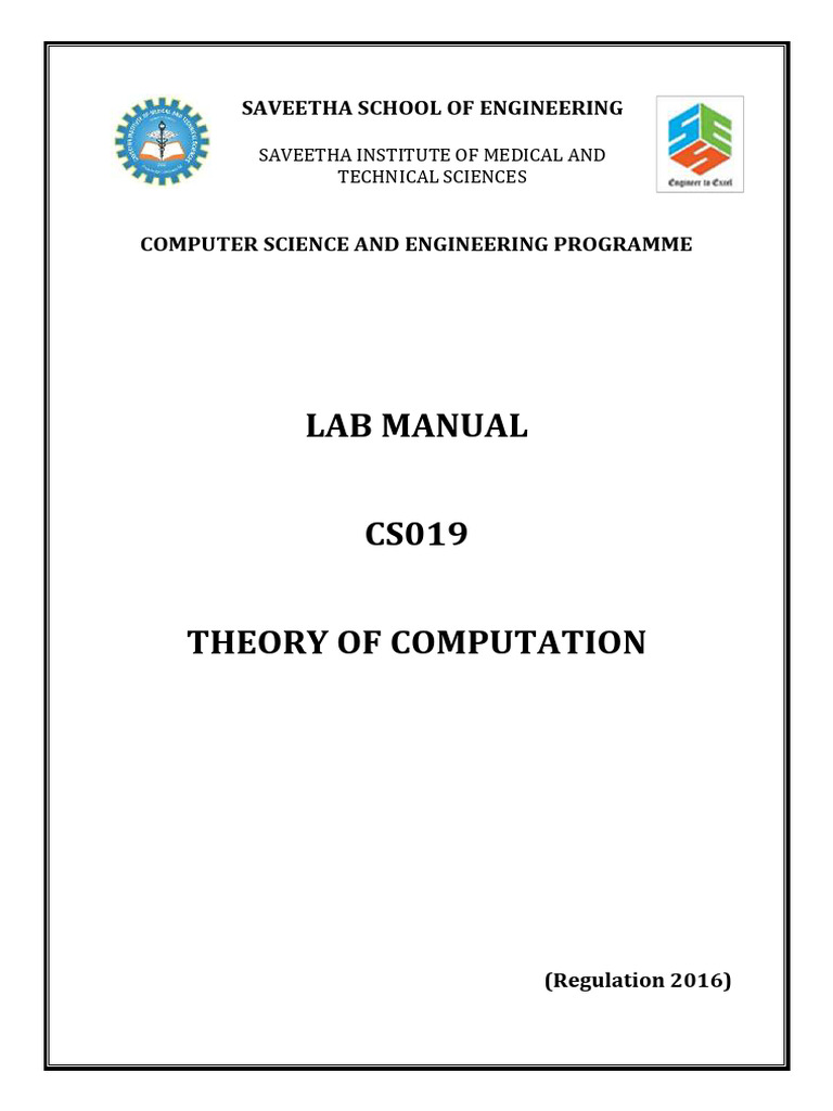 Lab Manual Toc | PDF | String (Computer Science) | Formal Methods