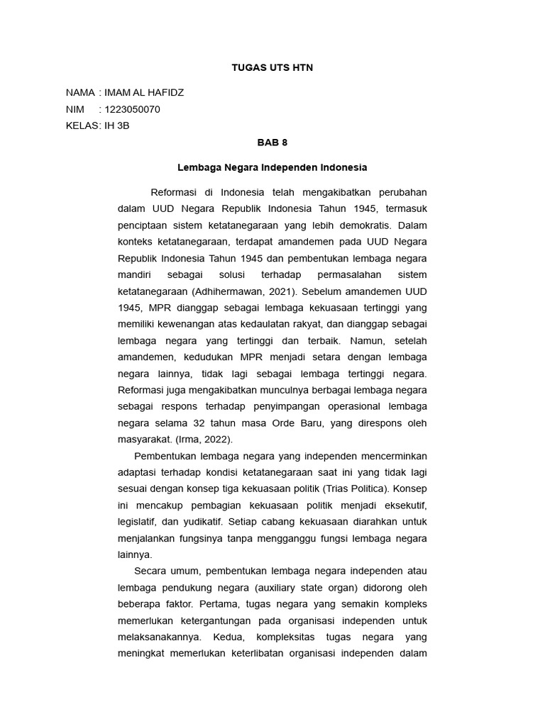 Imam Al Hafidz - 1223050070 - IH 3B - Tugas UTS HTN | PDF