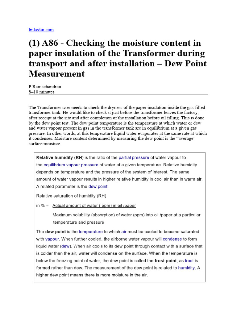Moisture in Paper | PDF | Humidity | Transformer