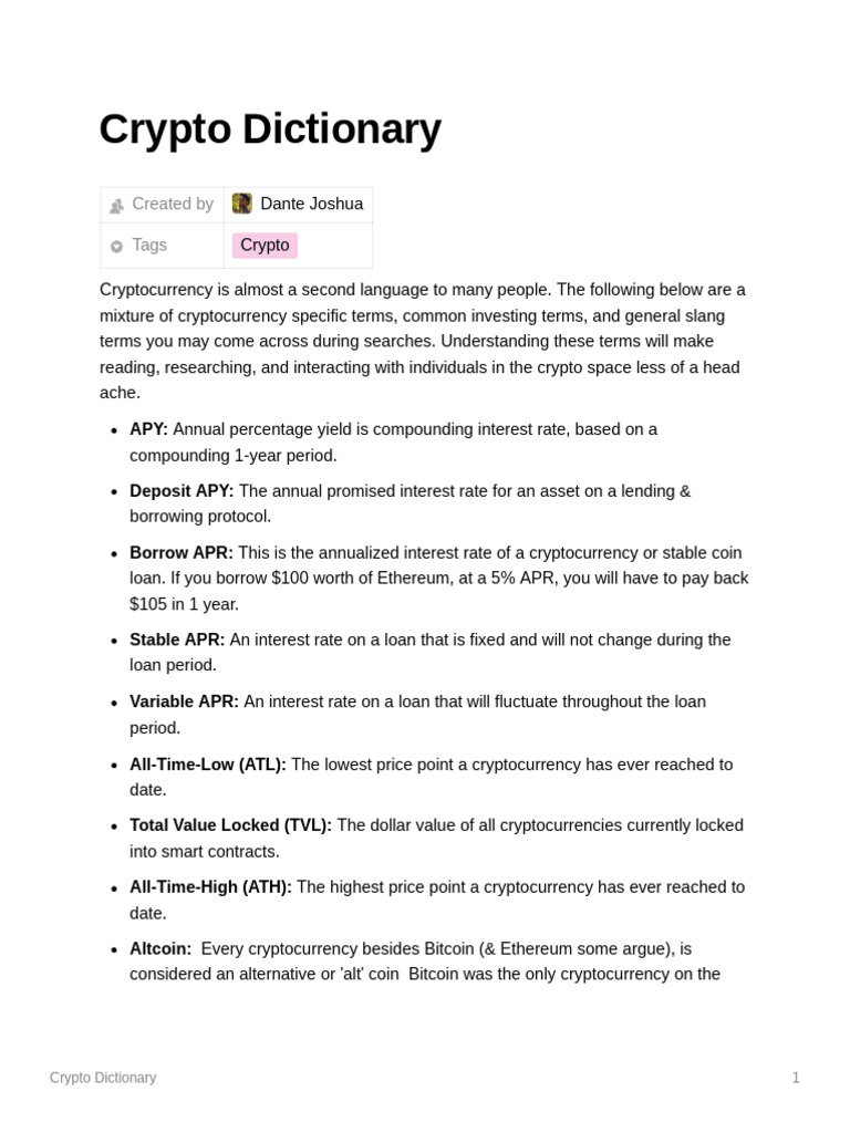 Crypto Dictionary | PDF | Cryptocurrency | Bitcoin