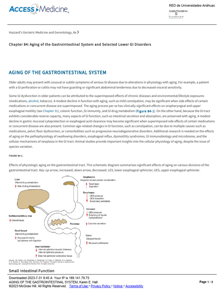 Aging of The Gastrointestinal System | PDF | Gastrointestinal Tract ...