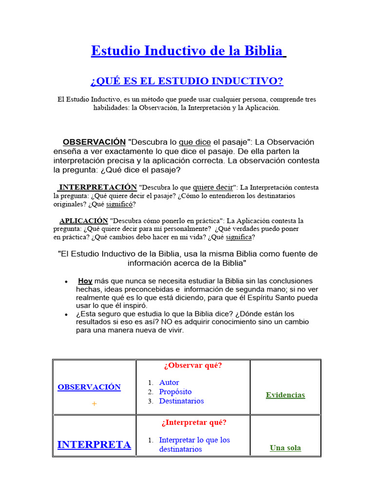 Estudio Inductivo de La Biblia | PDF | Razonamiento inductivo | Biblia
