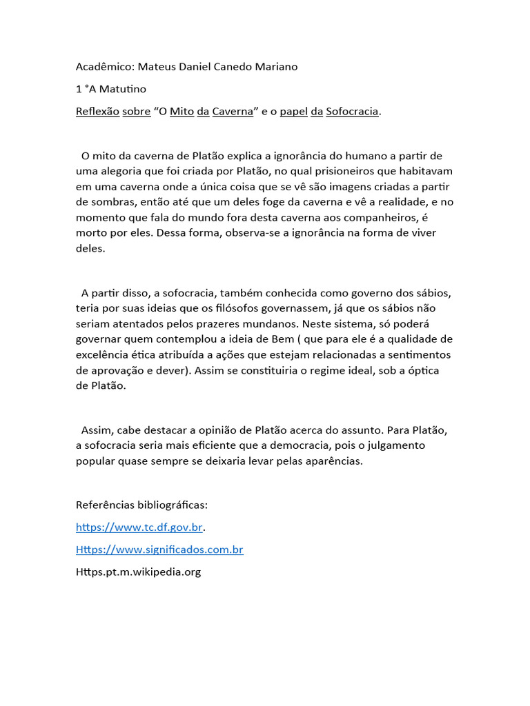 Sofocracia: Reflexões de Platão | PDF | Filosofia | Juvenil