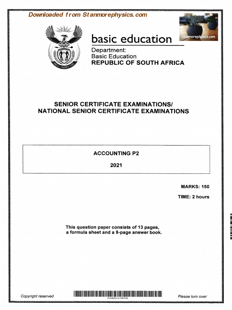 Accounting Grade 12 June NSC 2021 P2 Only | PDF
