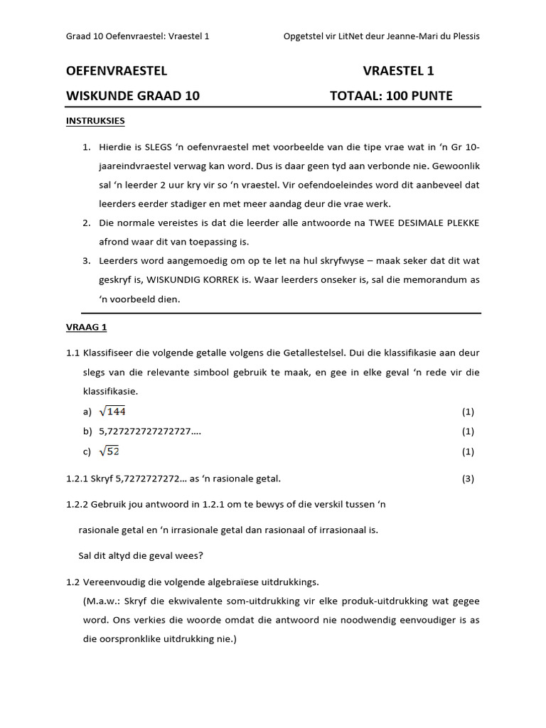 Gr10-Wisk-V1-April17 Wisk1 | PDF