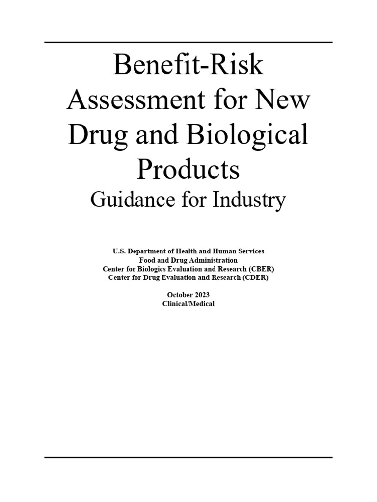 FDA Guidance Benefict Risk Assessment | PDF | Food And Drug ...