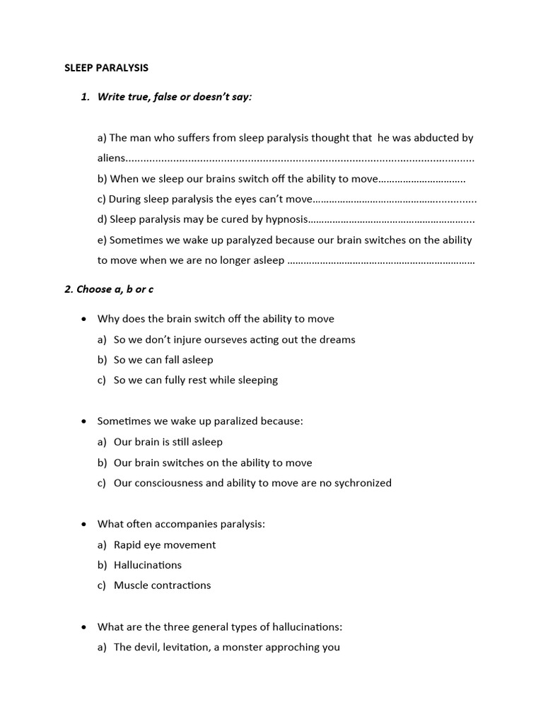 Sleep Paralysis | PDF