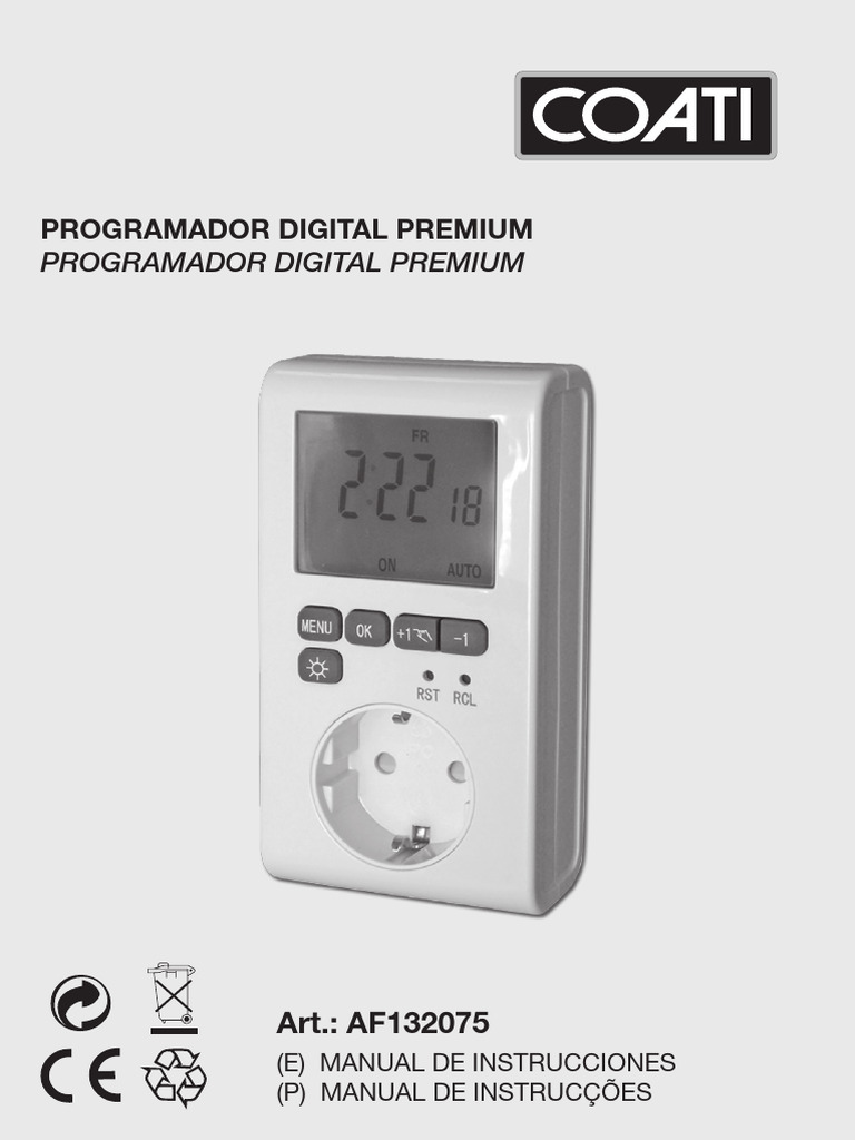 Manual Programador Coati Digital Af032075 | PDF | Reloj | Electromagnetismo