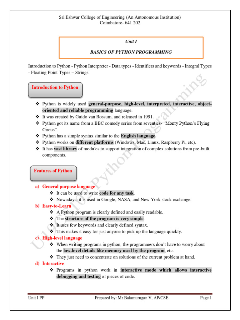PYTHON Complete Notes With QB | PDF | Object Oriented Programming ...