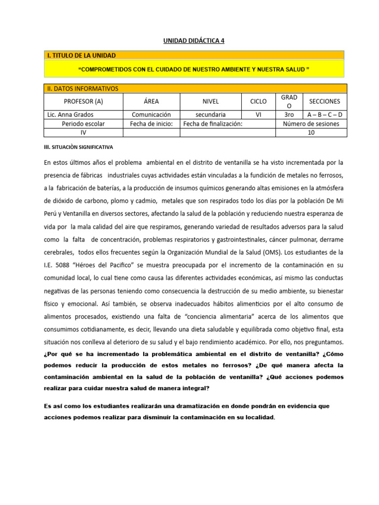 Unidad Didáctica 4 | PDF | Aprendizaje | Evaluación