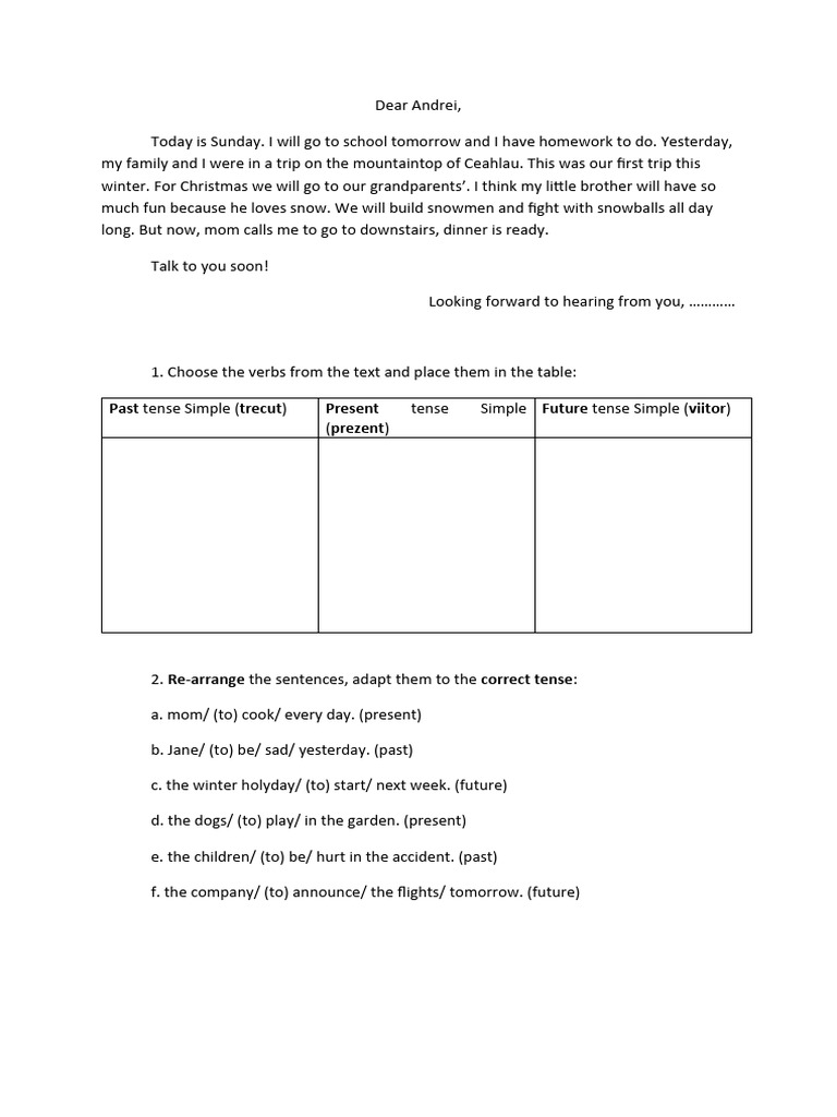 Present - Past - Future - Simple Tense Exercises | PDF