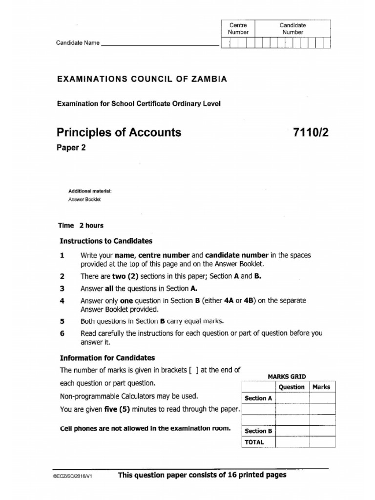 g12 Accounts p2 2016 Specimen | PDF
