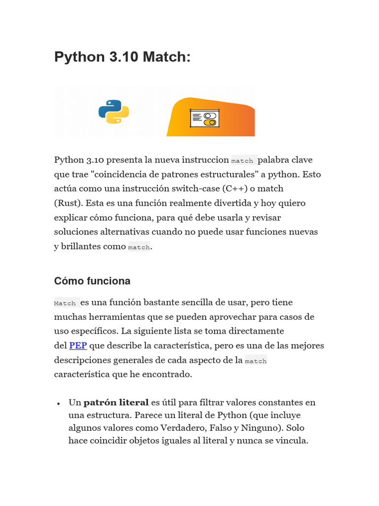 Match 3.10 | PDF | Python (lenguaje de programación) | Ingeniería de ...
