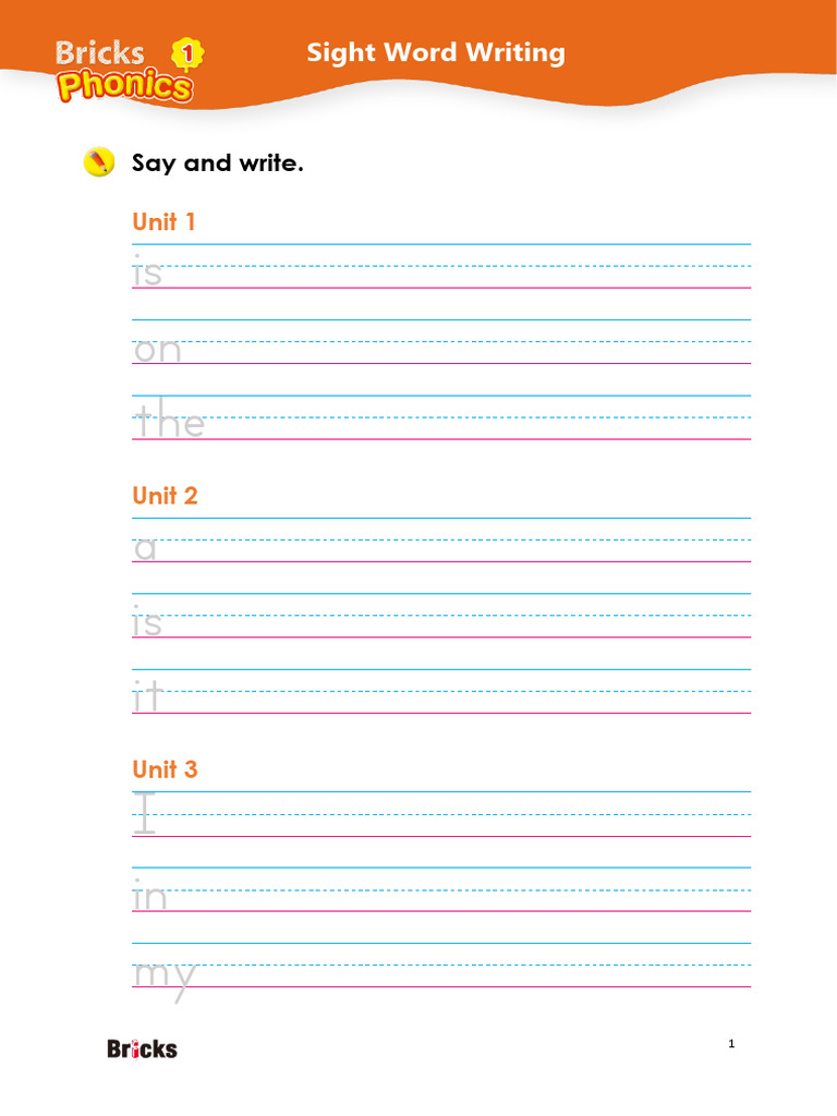 Bricks Phonics - L1 - Worksheet - Sight Word Writing | PDF Bricks Phonics - L1 - Worksheet - Sight Word Writing | PDF