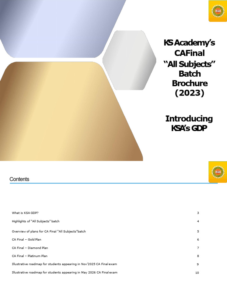 KS Academy CA Final GDP Brochure 2023 | PDF | Economies