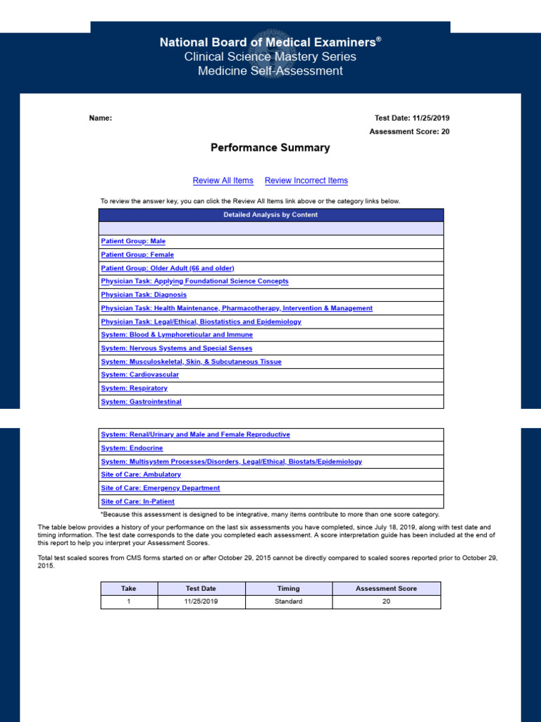Clinical Mastery Series Self-Assessment Sample | PDF | Physician | Medicine