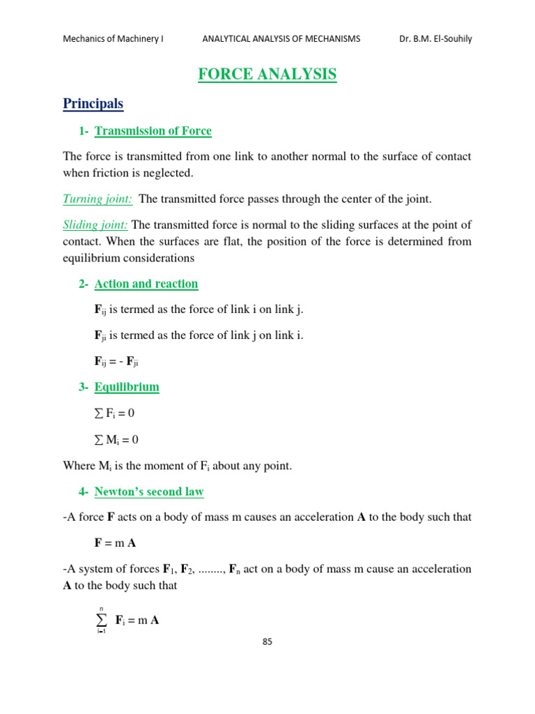 Force Analysis | PDF | Force | Rotation Around A Fixed Axis