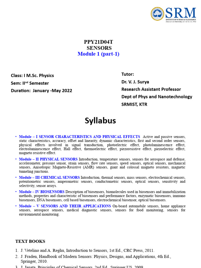 Unit-1 Sensors Part-1 | PDF | Sensor | Accuracy And Precision