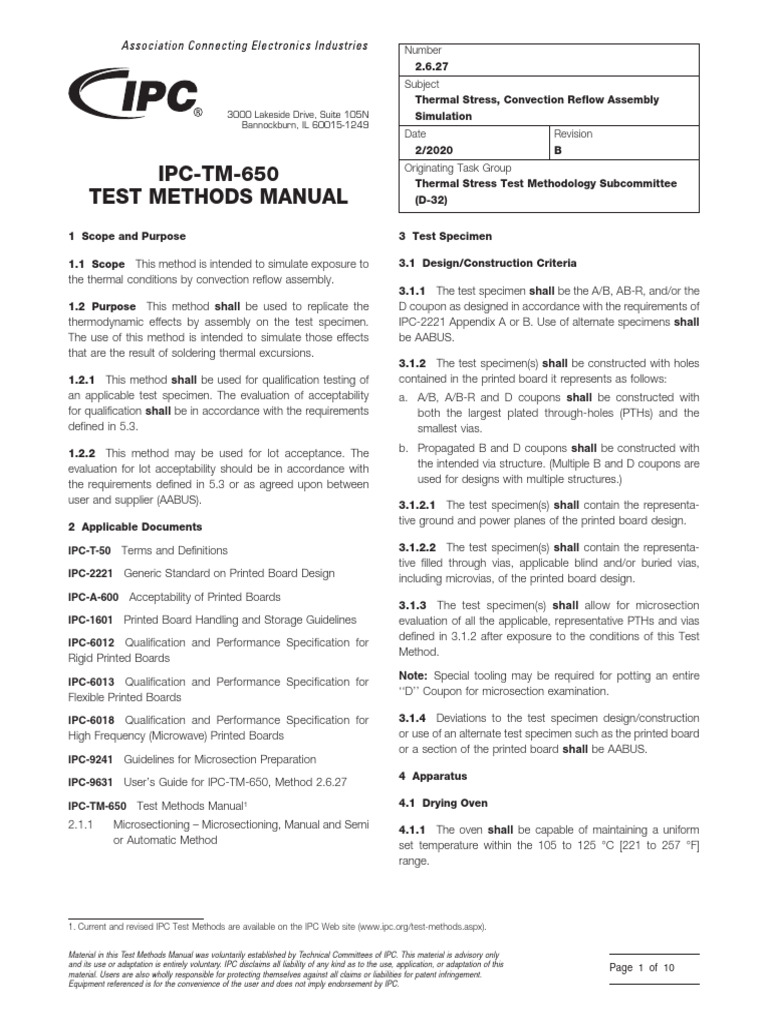 Ipc TM 650 | PDF | Temperature | Convection