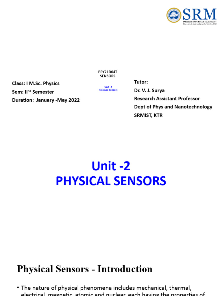 Unit-2 Sensors Pressure Sensors | PDF | Accelerometer | Pressure Measurement