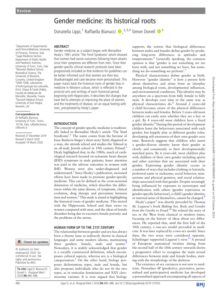 Historical Roots of Gender Medicine | PDF | Gender | Gender Studies