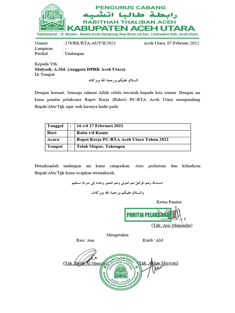 Undangan RAKER 2022 | PDF
