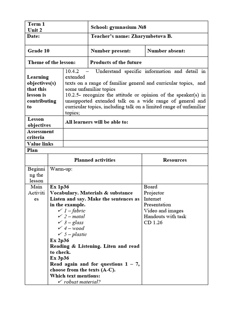 Plan 10 Action | PDF | Learning | Communication