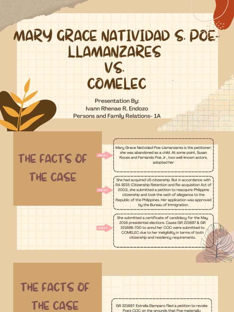 Mary Grace Natividad S. Poe-Llamanzares vs. COMELEC | PDF | Government | Government And Personhood