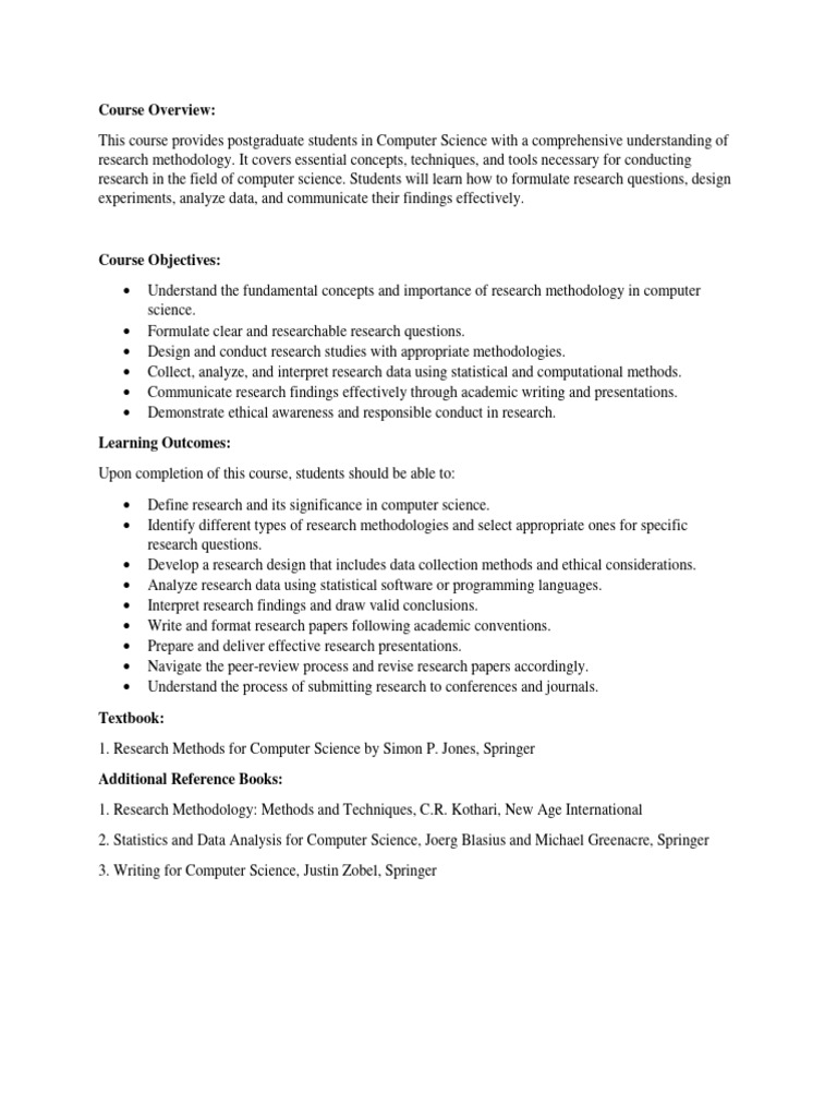 RM For Computer Science | PDF | Methodology | Data