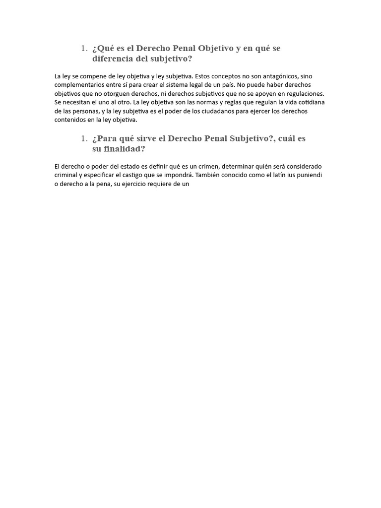 FORO Qué Es El Derecho Penal Objetivo y en Qué Se Diferencia Del Subjetivo | PDF
