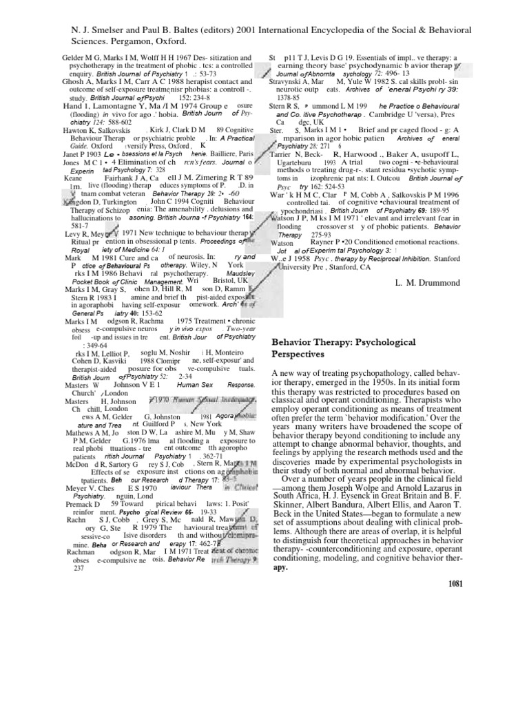 2001 Behavior Therapy | PDF | Psychotherapy | Cognitive Therapy