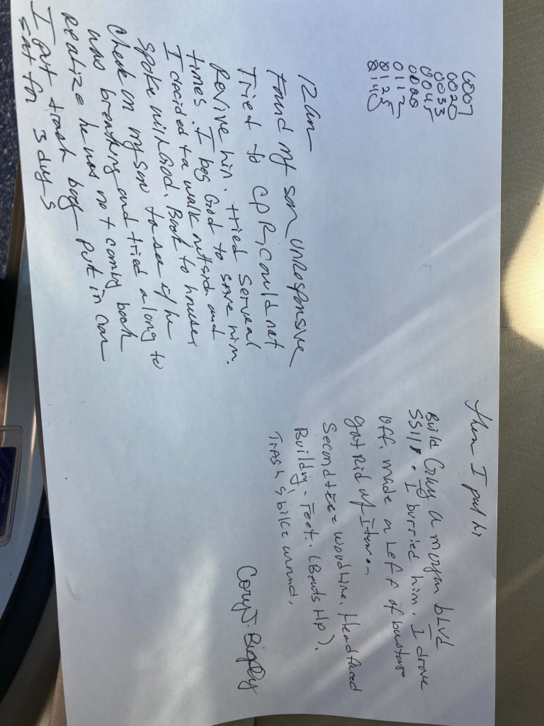 Cory Bigsby Alleged Confession | PDF