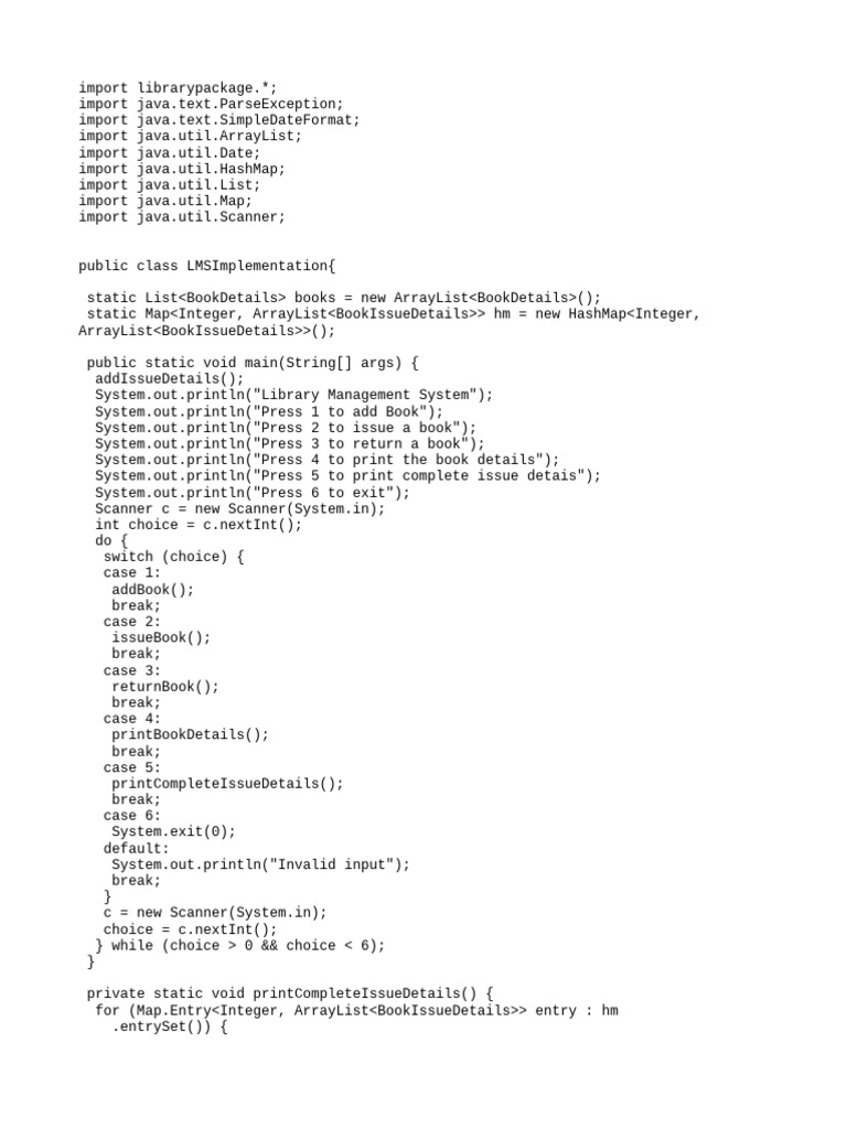 Lms Implementation | PDF | Java (Programming Language) | Software