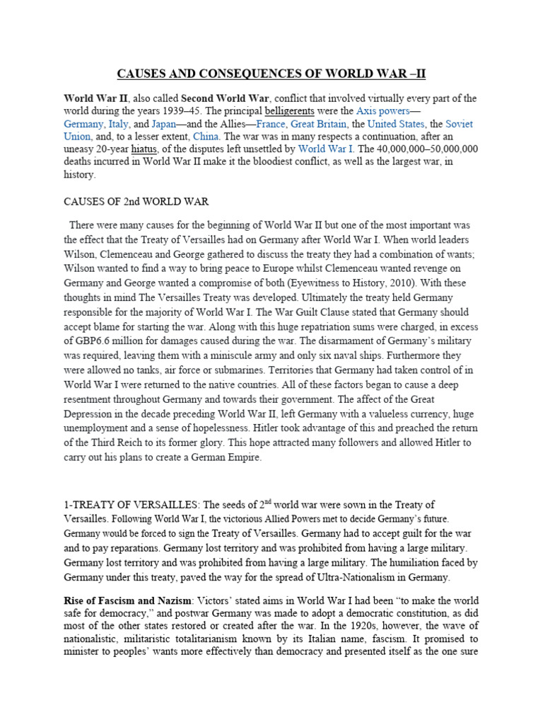 Causes and Consequences of WWII | PDF | Nazi Germany | World War II