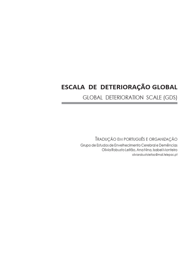PGER - Escala de Deterioração Globa Lda Demencia | PDF | Demência ...