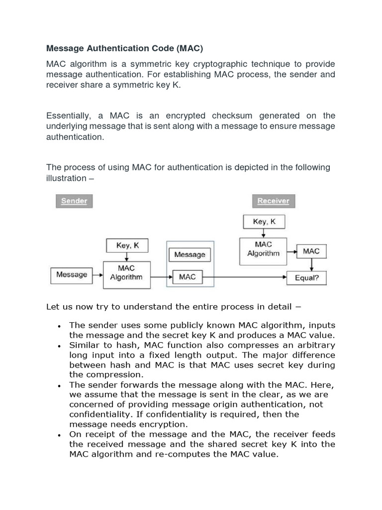 Message Authentication Code | PDF | Public Key Cryptography | Cryptography Message Authentication Code | PDF | Public Key Cryptography | Cryptography
