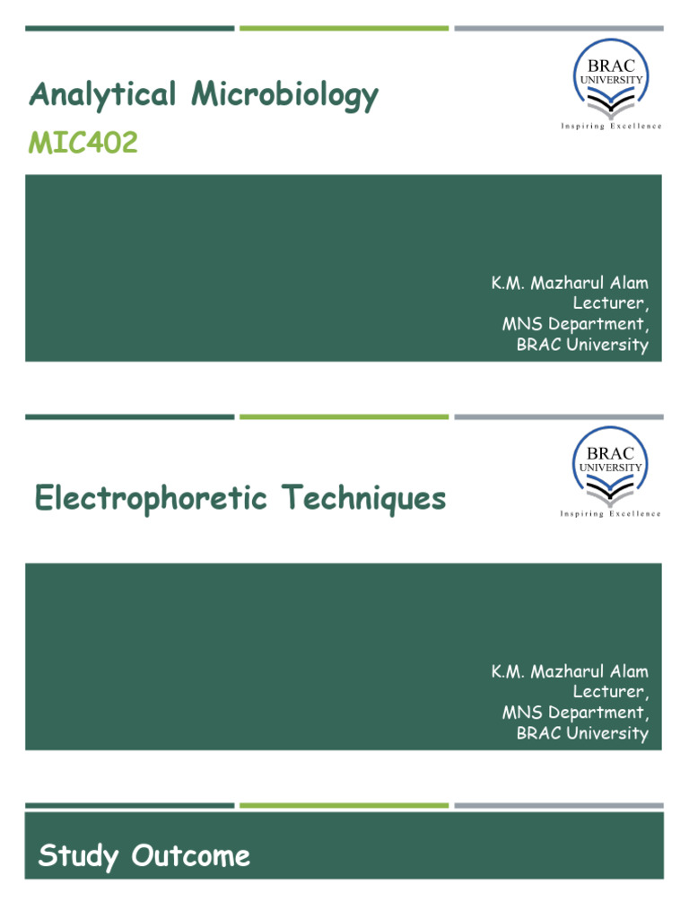 M Lec 04 Electrophoresis 12 Oct | PDF | Gel Electrophoresis | Agarose Gel Electrophoresis
