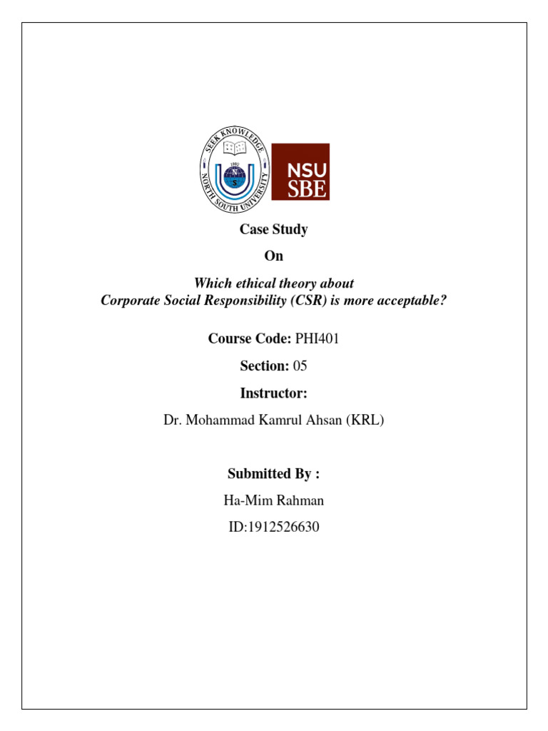 Case Study Individual | PDF | Corporate Social Responsibility | Stakeholder (Corporate)