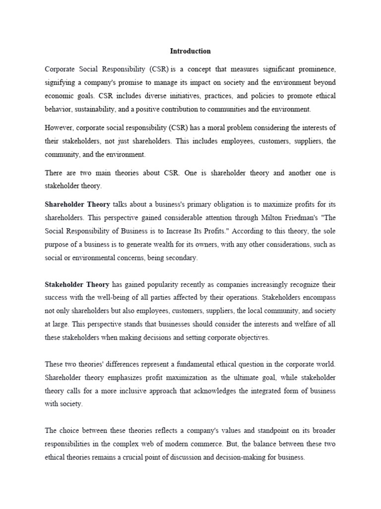 Introduction | PDF | Corporate Social Responsibility | Stakeholder (Corporate)