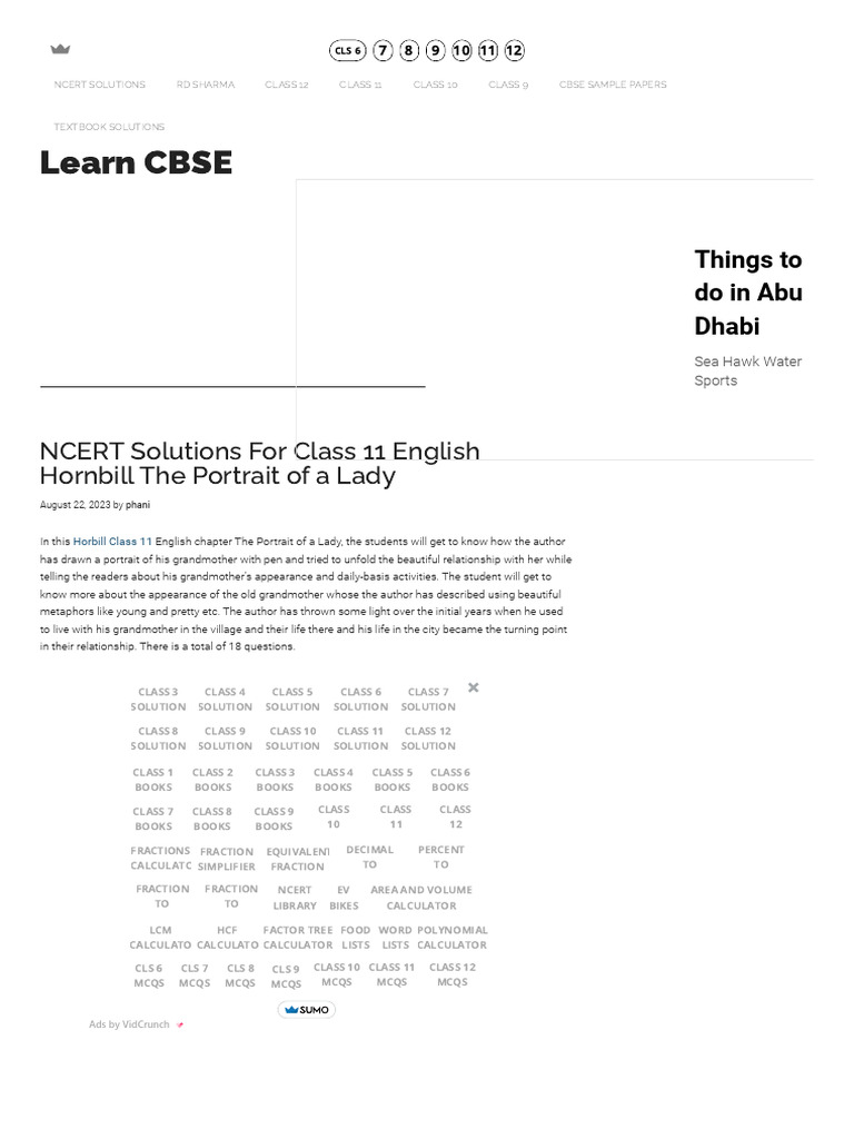 NCERT Solutions: Portrait of a Lady | PDF | Prayer | Rosary