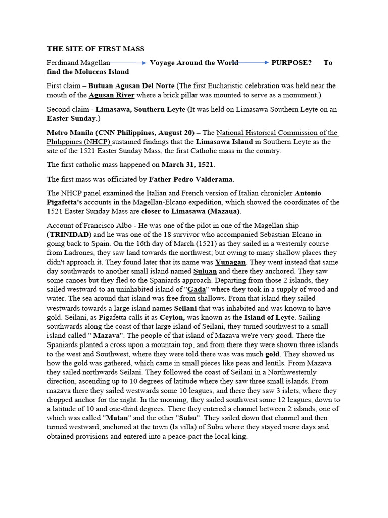 The Site of First Mass-Rph Midterms | PDF