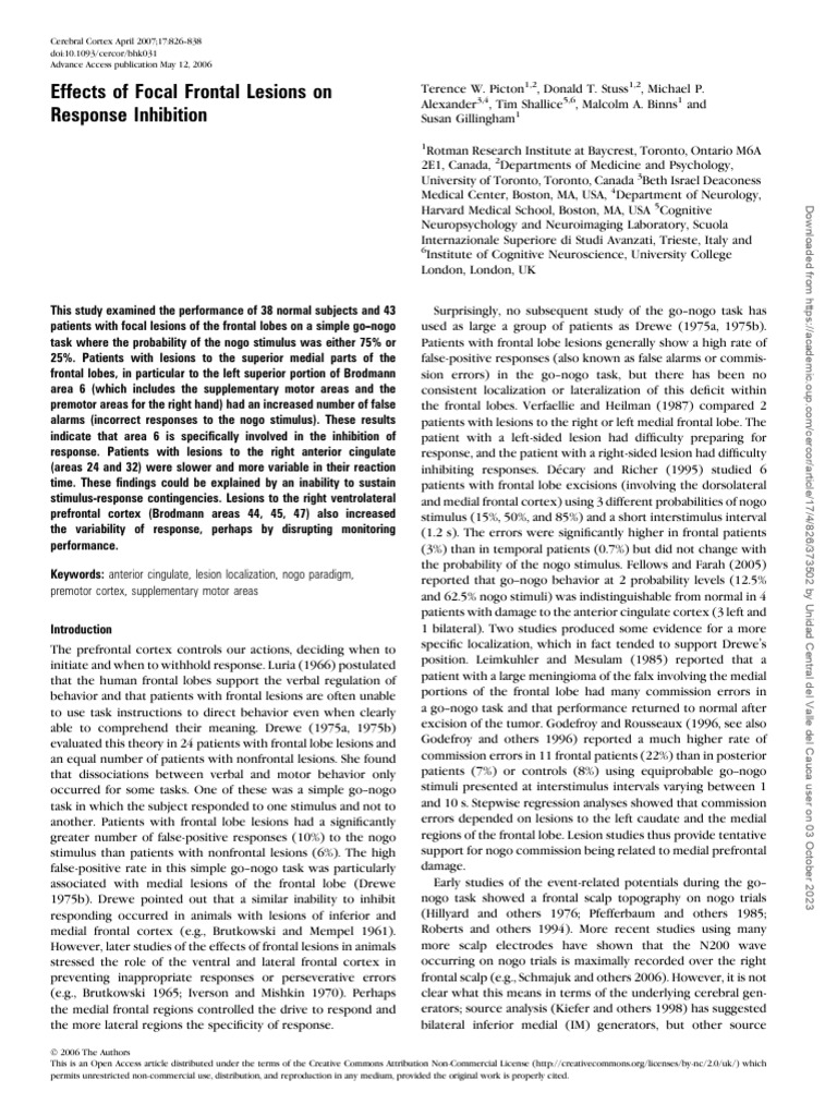 BHK 031 | PDF | Frontal Lobe | Cingulate Cortex