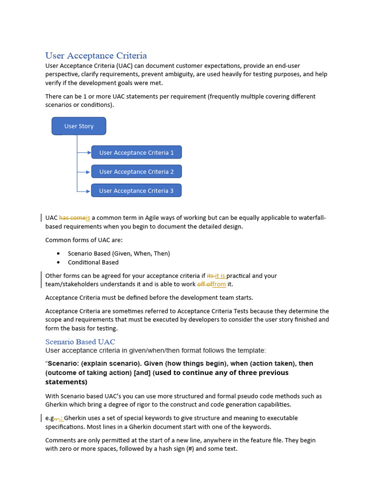 User Acceptance Criteria v0.1, SH Comments | PDF | Computing | Software Engineering