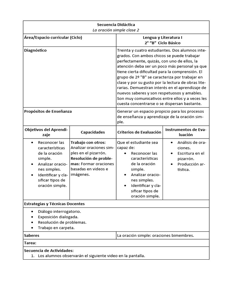 Secuencia Oración Simple Parte 2 Corrección v3 | PDF | Asunto (gramática) | Predicado (Gramática)
