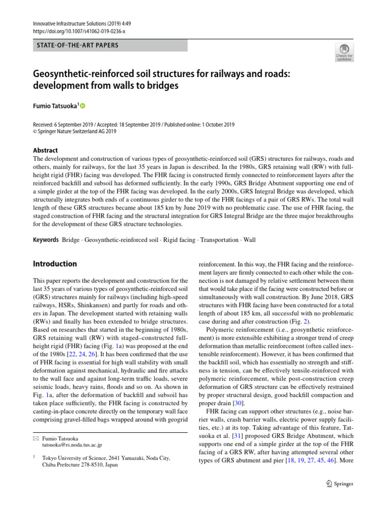 Geosynthetic Reinforced Soil Structures For Railways and Roads ...