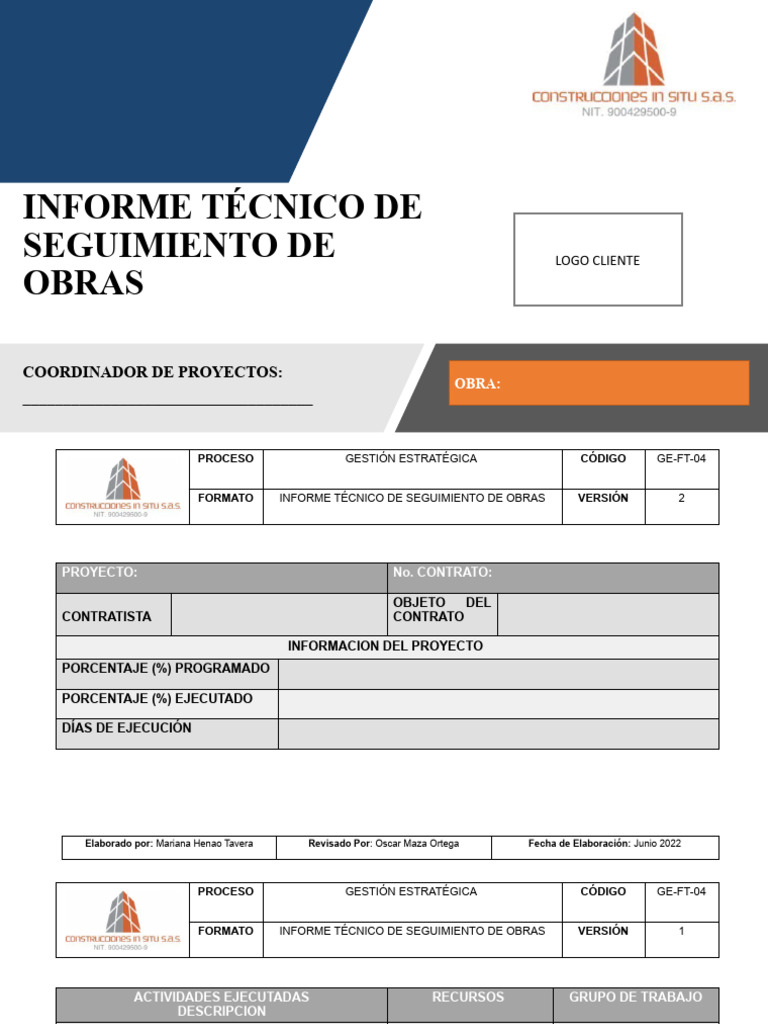 Informe Tecnico de Obras V2 | PDF | Gestión estratégica | Informática