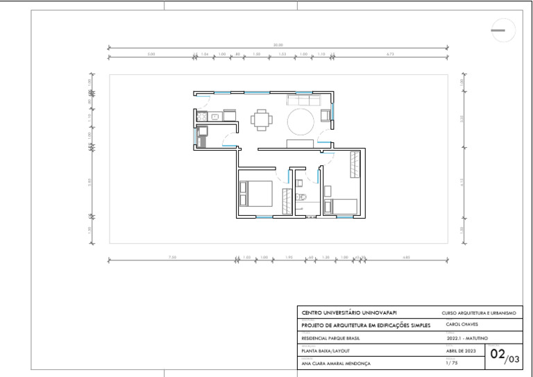 Projeto n1 Edificações Simples_a3pdf Planta Baixa e Layout (Norte Certo ...