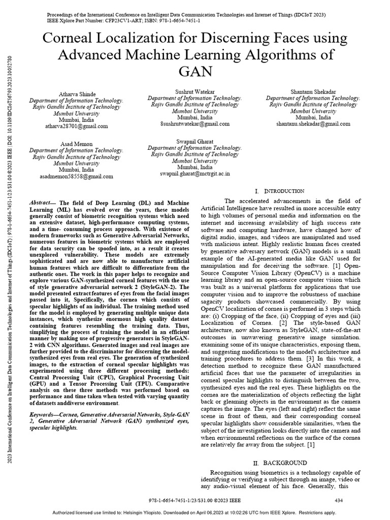 (X) (2023) (Corneal Localization For Discening Faces Using Advanced ...
