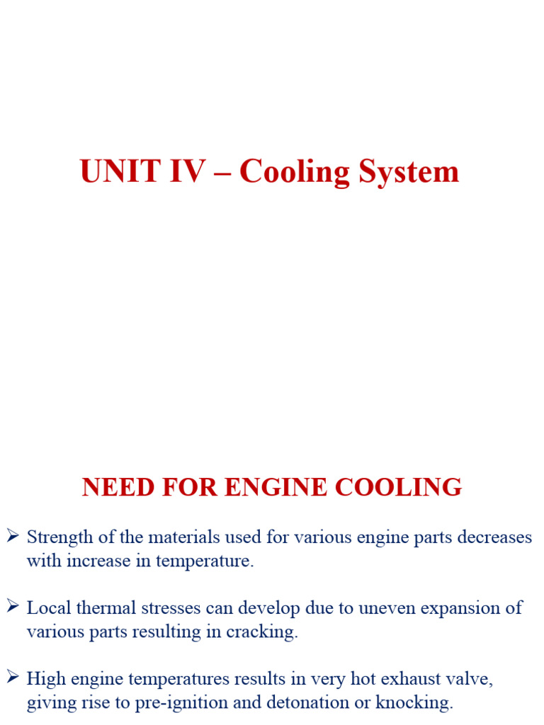 UNIT IV - Engine Cooling Systems | PDF | Internal Combustion Engine ...