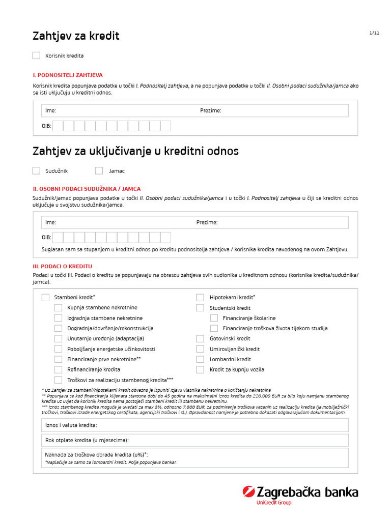 7945 Zahtjev Za Kredit 10 2023 | PDF